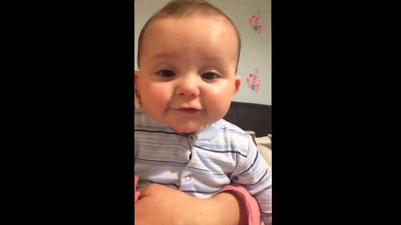 Baby saying hello at 9 months old - YouTube
