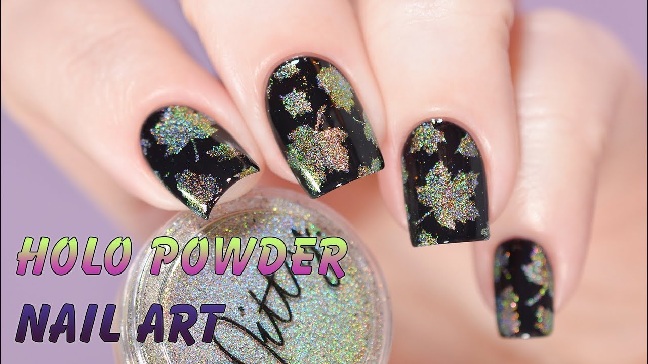 Holo Powder Nail Art - Голографическая втирка с трафаретами - YouTube