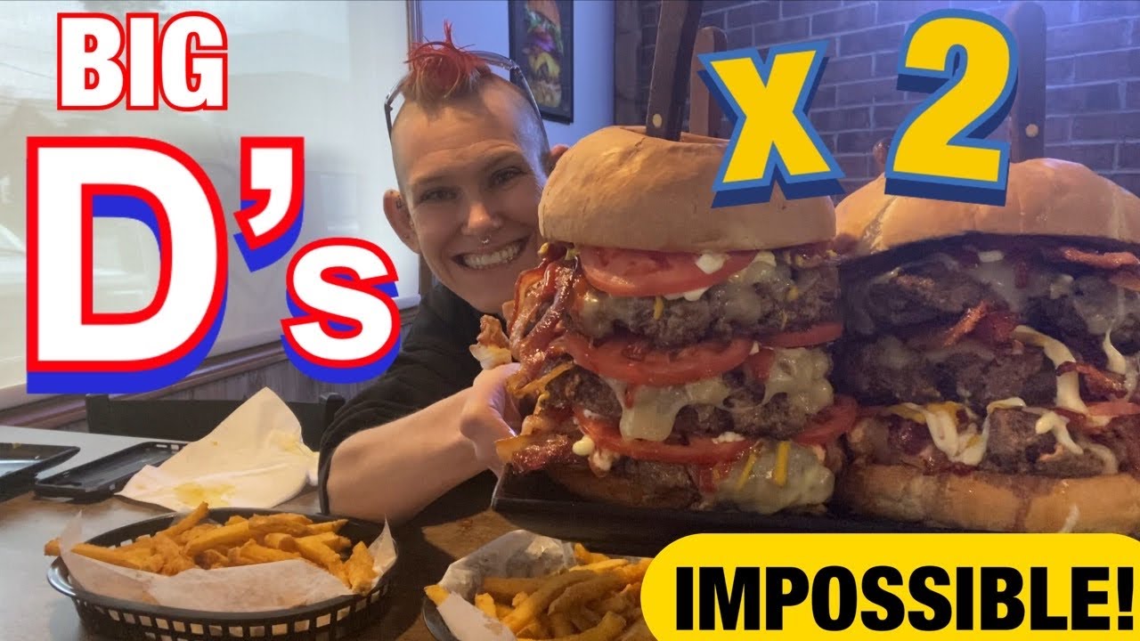 BIG D’s MASSIVE BURGER CHALLENGE! X 2 ! | MOM VS FOOD - YouTube