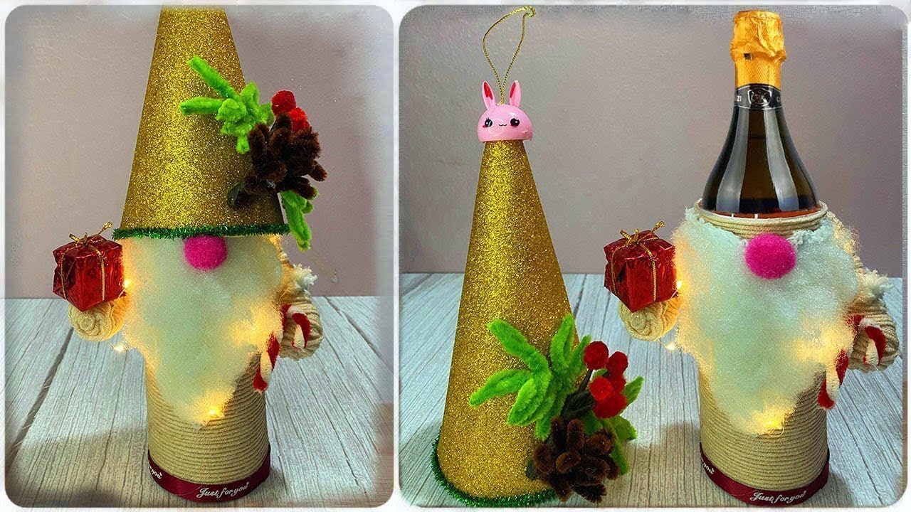 New Year Decorations 🎅| Make a Cute Santa Claus Using a Bottle & Pipe ...