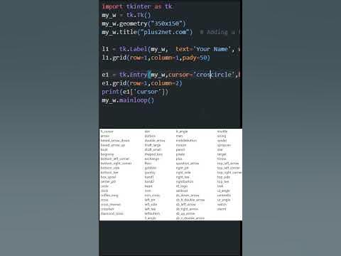 Different Cursor shapes while over Tkinter Entry box by using cursor attribute #tkinter #cursor ...