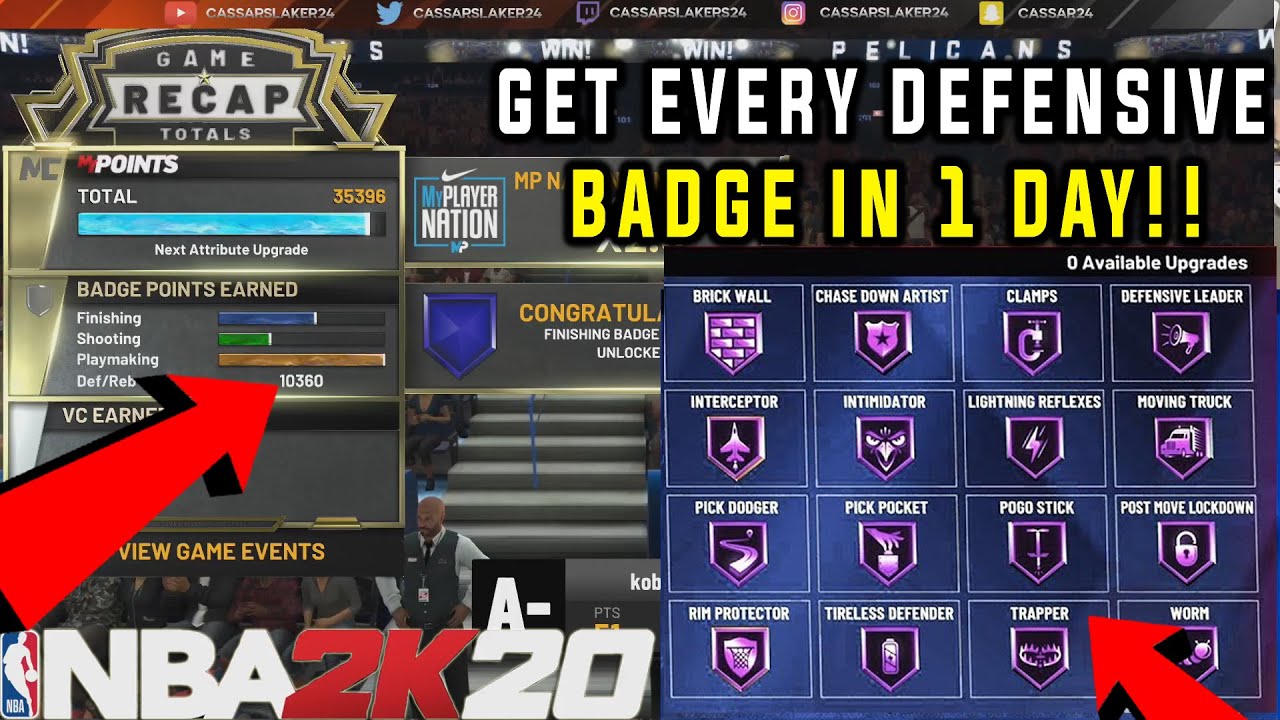 *NEW* FASTEST WAY TO GET EVERY DEFENSIVE BADGE ON NBA 2K20! UNLOCK THEM ...