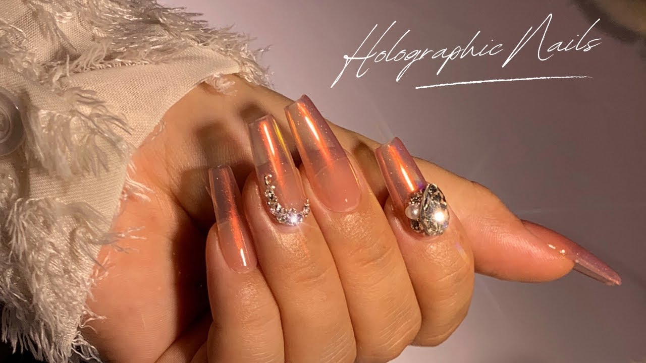 Let's Do Some Bling-Bling Holographic Nails Together! | gel x nail ...