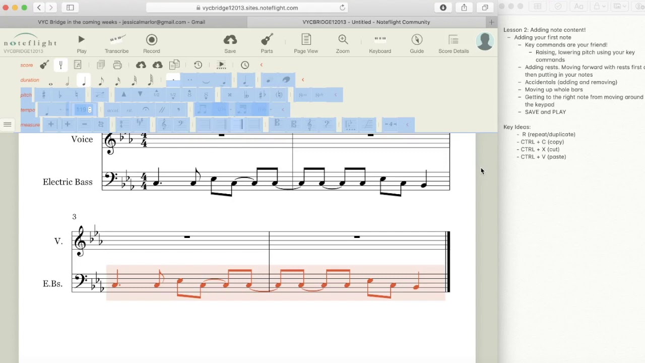VYC Bridge: Noteflight Tutorial #2 Entering notes! - YouTube