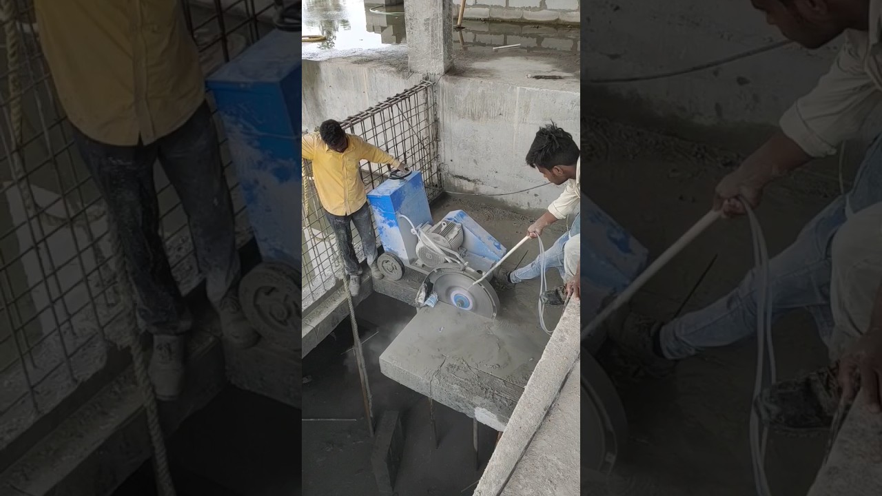 Rcc slab cutting work without vibration machine - YouTube