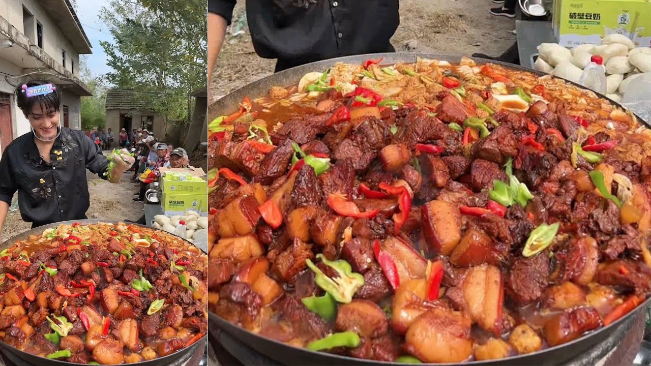 A Handsome Chinese Guy Cook Free Meals / Pork Noodles Food for the old ...