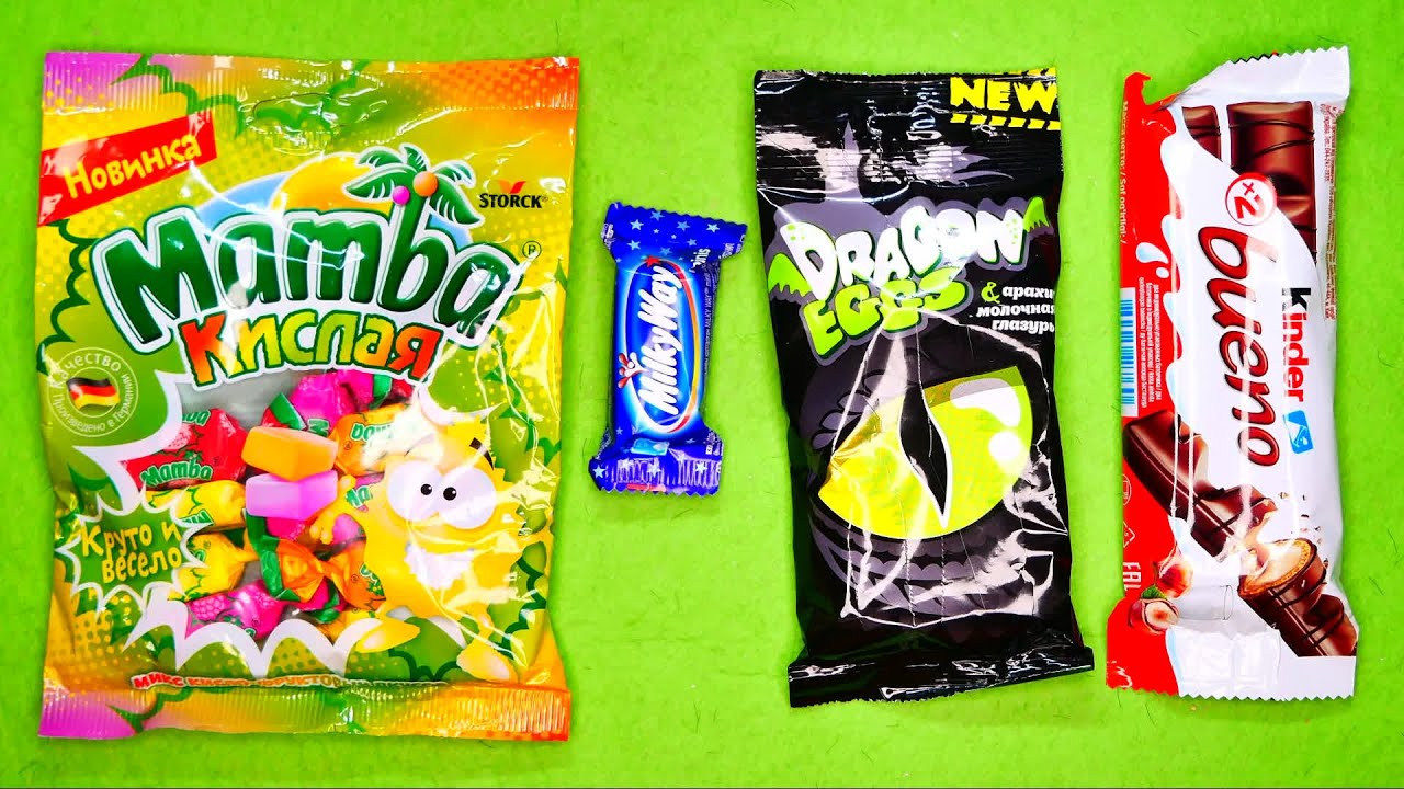 A Lot of Yummy Sweet Candies ASMR - Kinder, Mamba, Milky Way ...