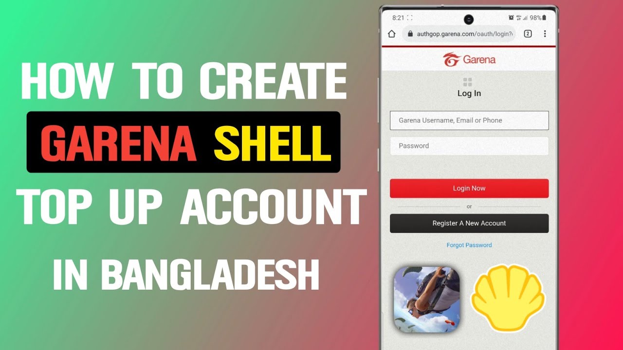 How To Create A Garena Shell Top Up Accound in Bangladesh - YouTube