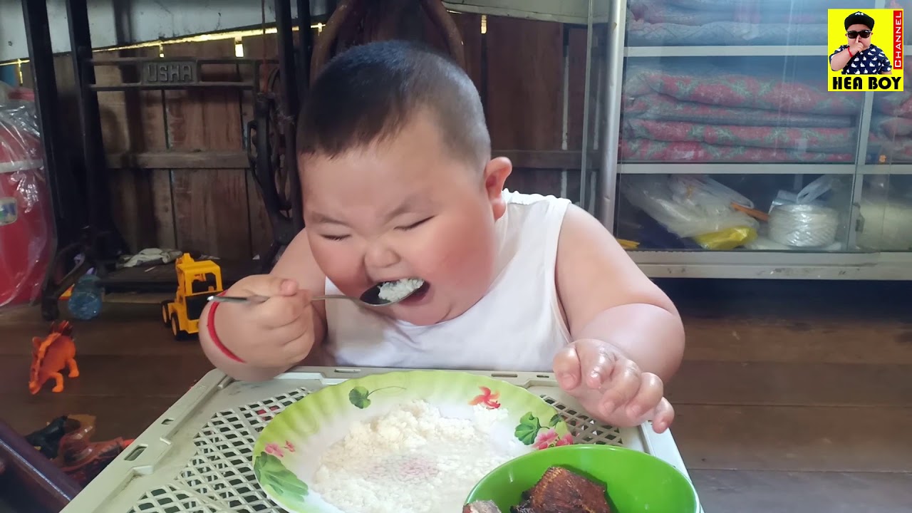 Hea Boy | eating rice with dried fish | so delicious | yummy | funny ...