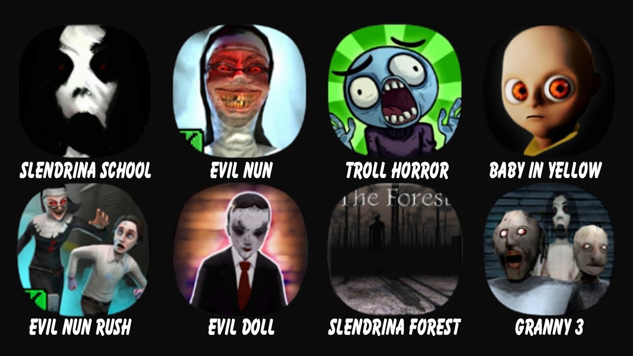 Slendrina The School, Evil Nun, Troll Quest Horror, The Baby In Yellow ...