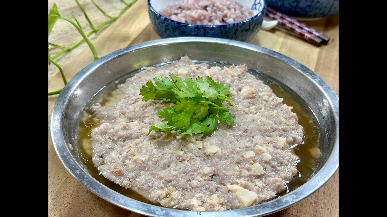 Steamed Meat Patty with Water Chestnut and Preserved Vegetable 马蹄冬菜蒸肉 ...