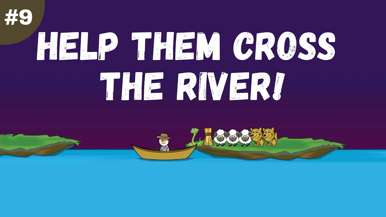 3 sheep, 2 wolves, 1 snake, and hay river crossing puzzle - YouTube