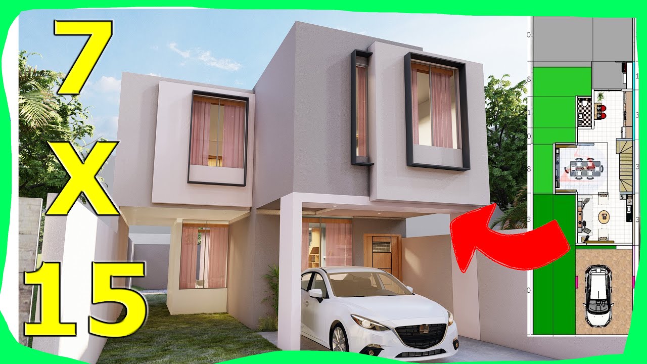 Casa de 7x15 DOS Plantas 3 RECAMARAS Fachadas de Casas Modernas - YouTube