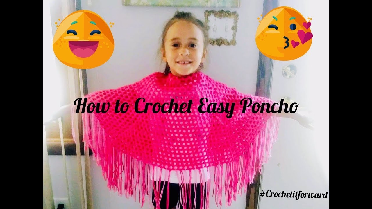 How to Crochet Easy Poncho | Easy Girls Poncho | Beginner Girls Poncho ...
