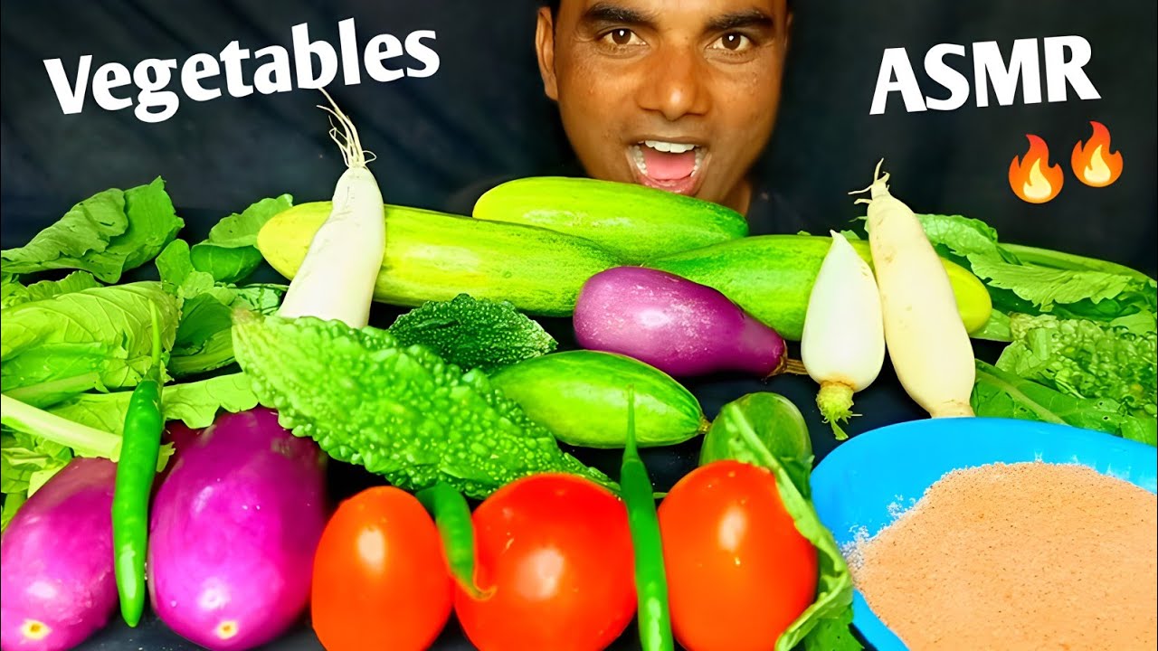 ASMR EATING VEGETABLES | RAW FOOD MUKBANG | RAW FOOD MUKBANG | BIG ...