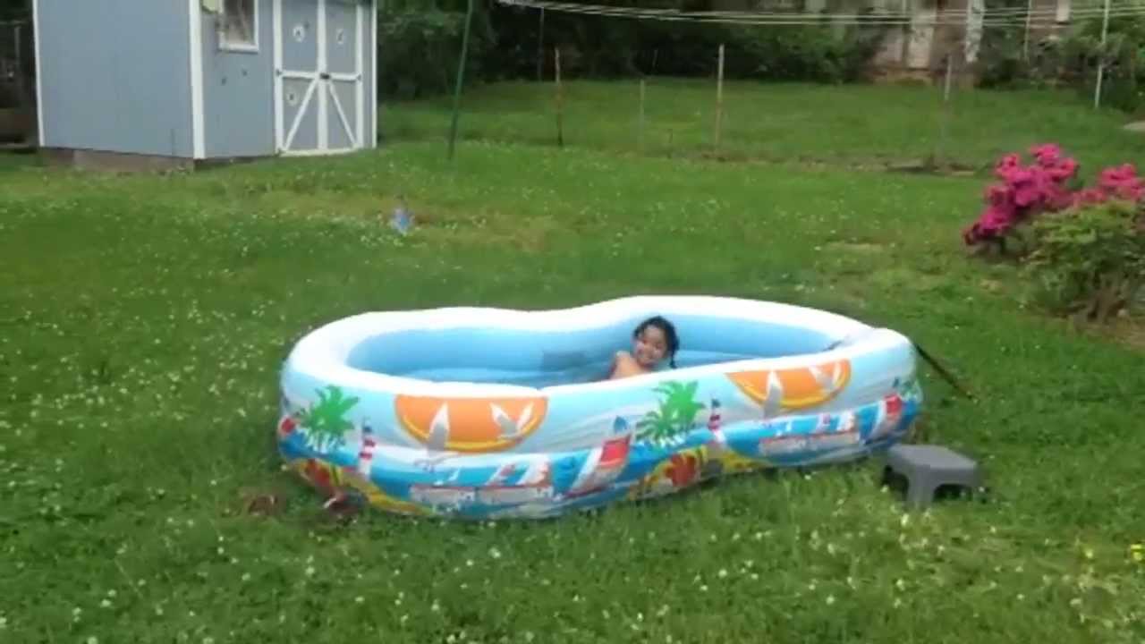 Swimming in pool in backyard - kitty pool - YouTube