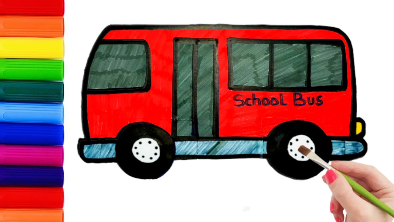 How to Draw a School Bus | Easy Bus Drawing for Kids and Toddlers # ...