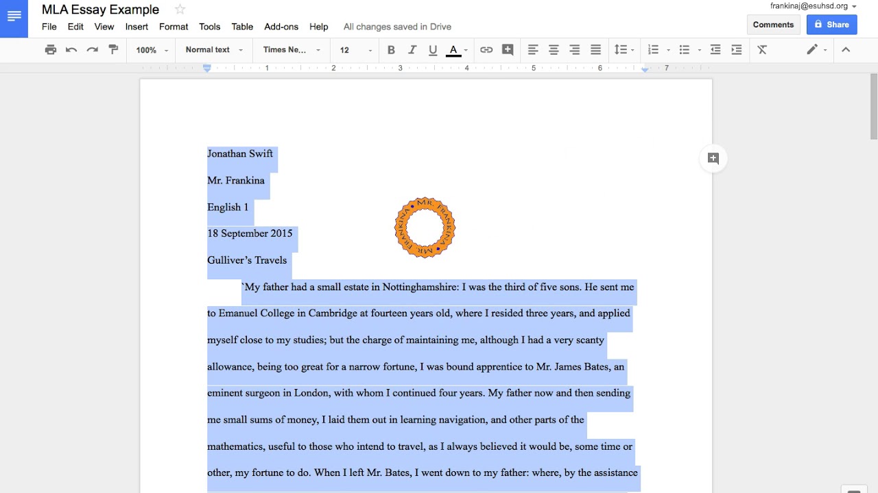 MLA In Google Docs YouTube MLA In Google Docs YouTube
