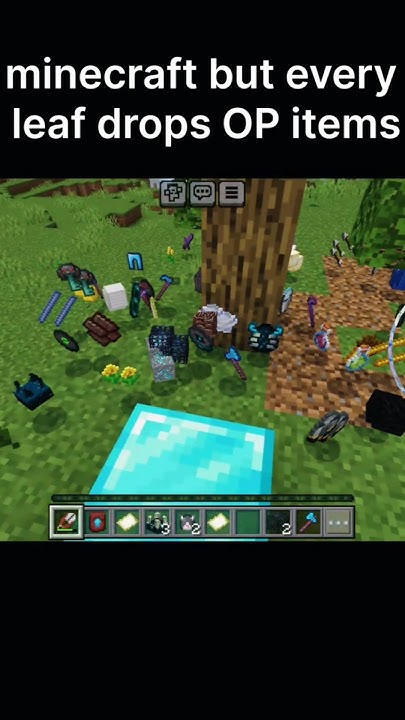 Minecraft PE but Every Leaf Drops Random Items | - YouTube