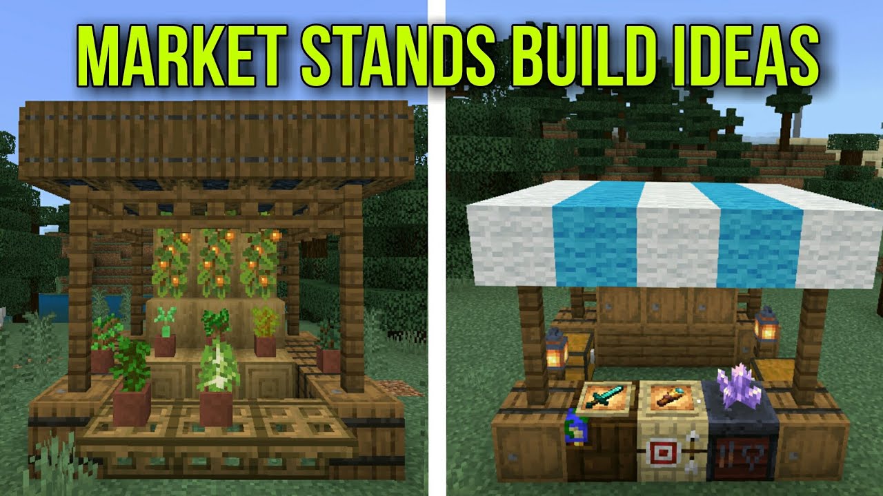 Minecraft : Simple market stand build ideas | how to build market stand ...