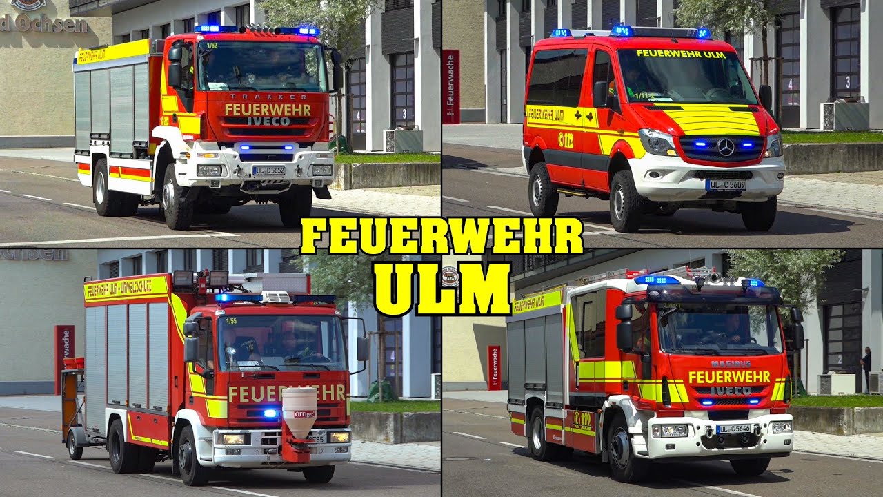 [FEUERWEHR ULM] - Alarmfahrten Rüstwagen, RW-Umweltschutz, HLF & ELW zu ...