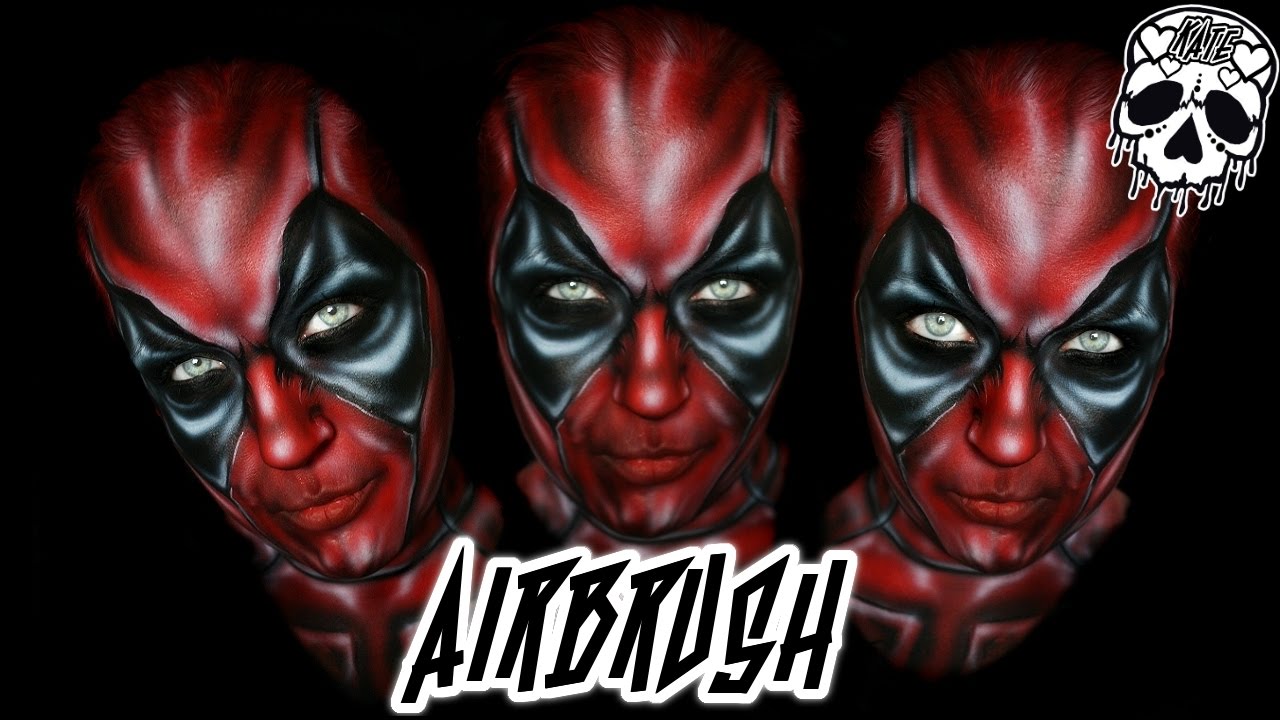 Deadpool Airbrush Extreme Face Painting - MissKateMonroe.co.uk - YouTube