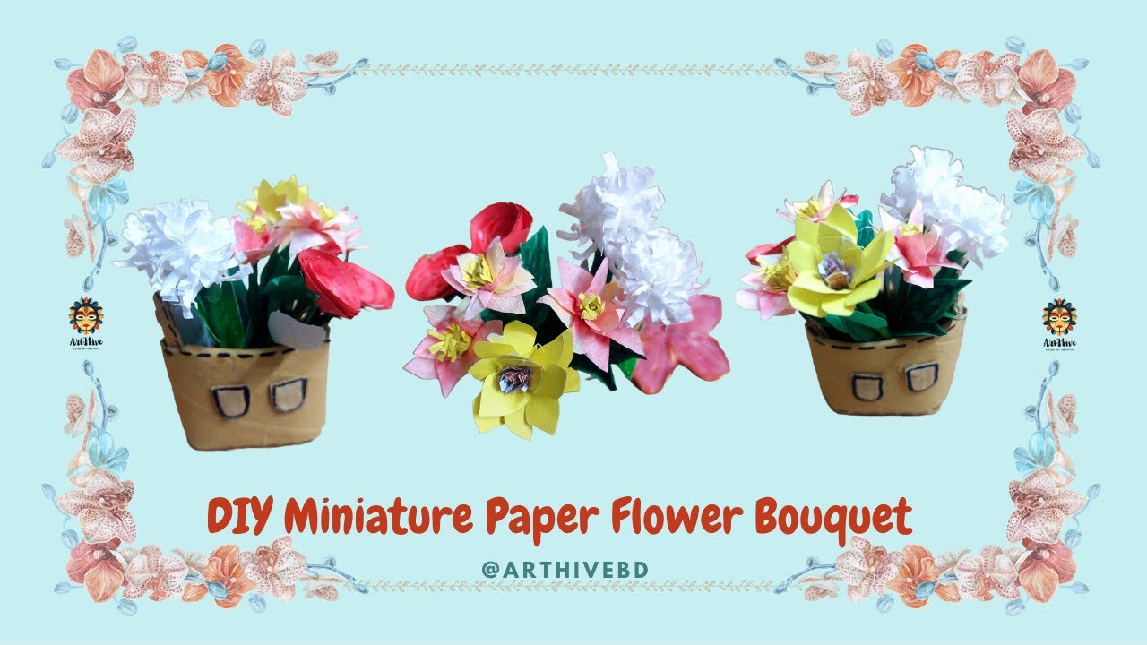 DIY Miniature Paper Flower Bouquet 🌸 | Easy Paper Craft for Beginners ...