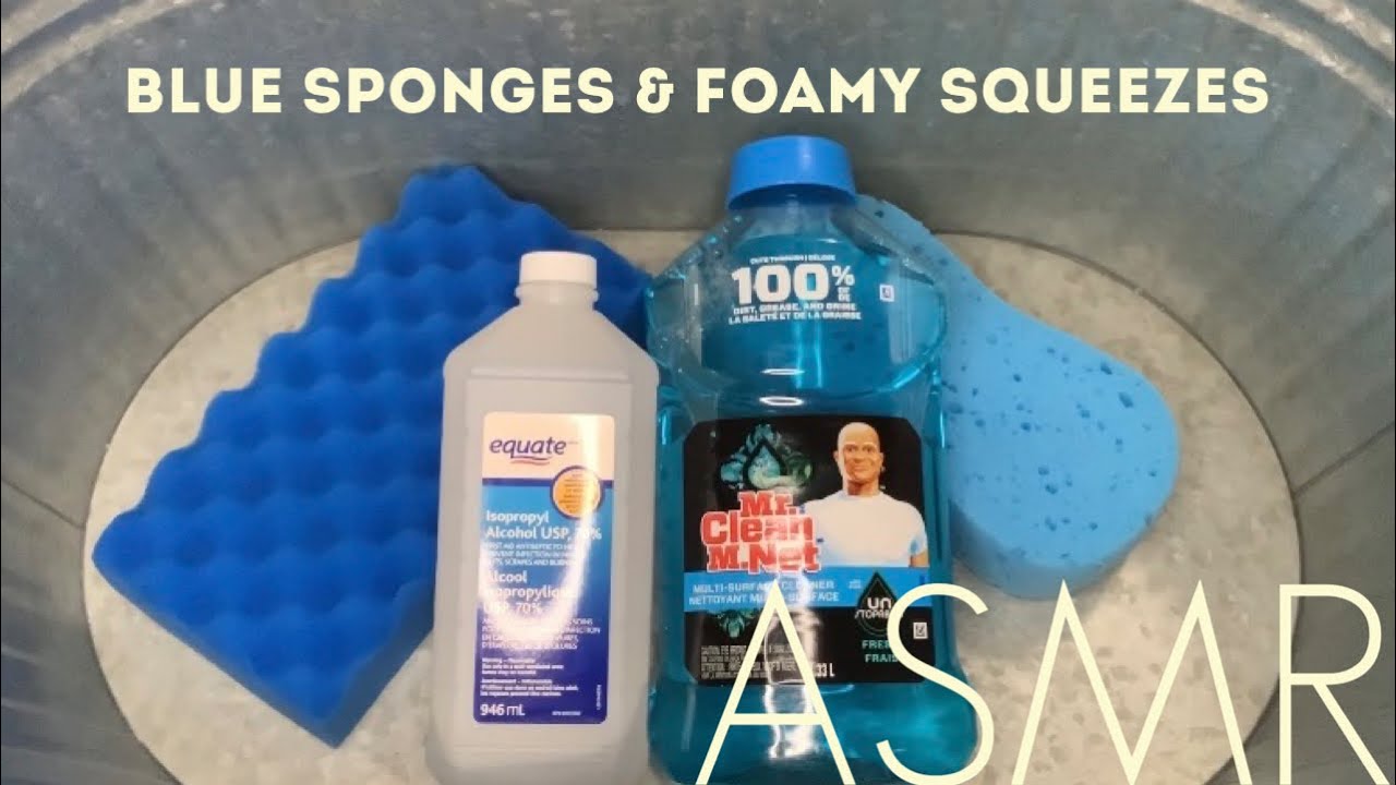 ASMR | One Bottle of Mr Clean & Blue Sponges - YouTube