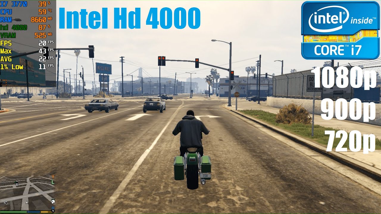 GTA 5 on Intel HD 4000 | 1080p, 900p, 720p - YouTube