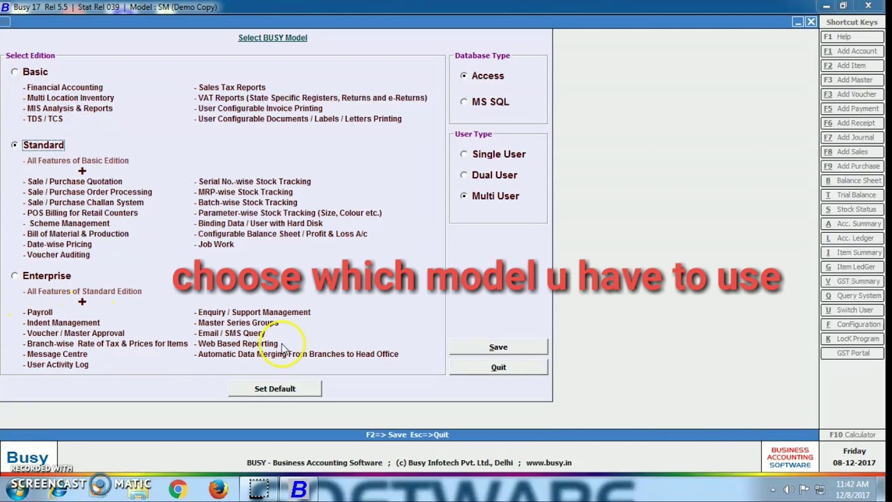 choose model of busy. Basic , Standard or Enterprises - YouTube
