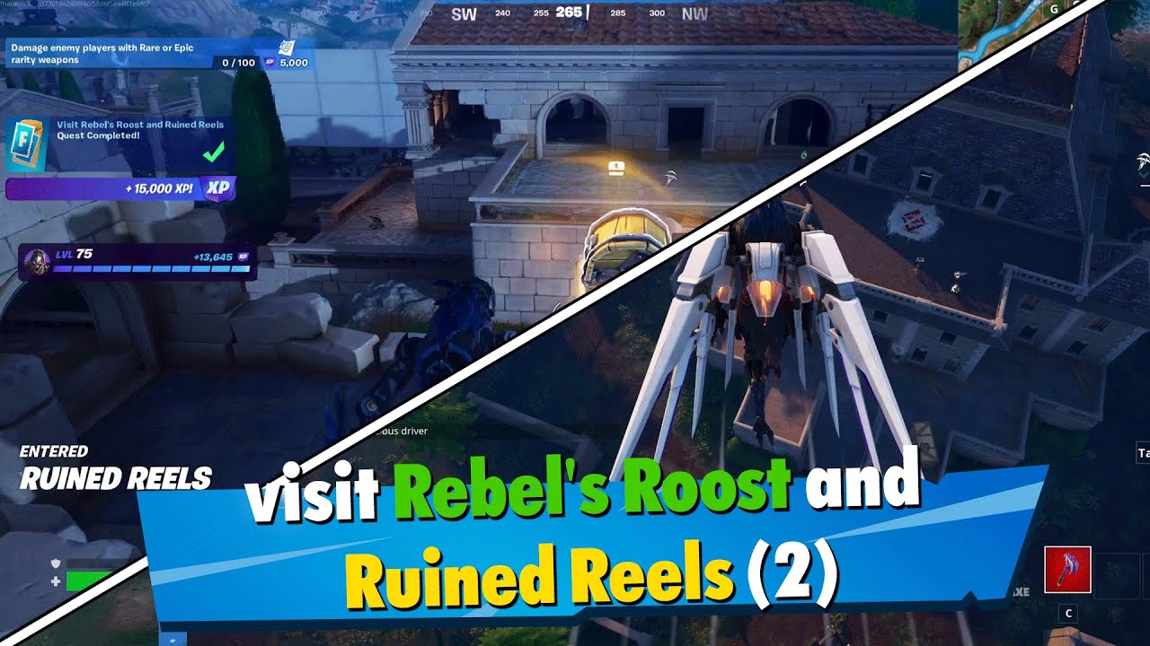 visit rebel's roost and ruined reels Fortnite Quest - YouTube