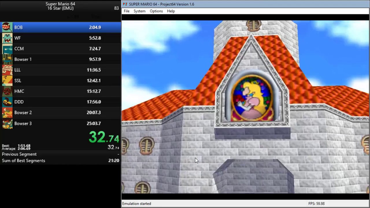 Super Mario 64 Speed Run - 16 Star (23:28) - YouTube