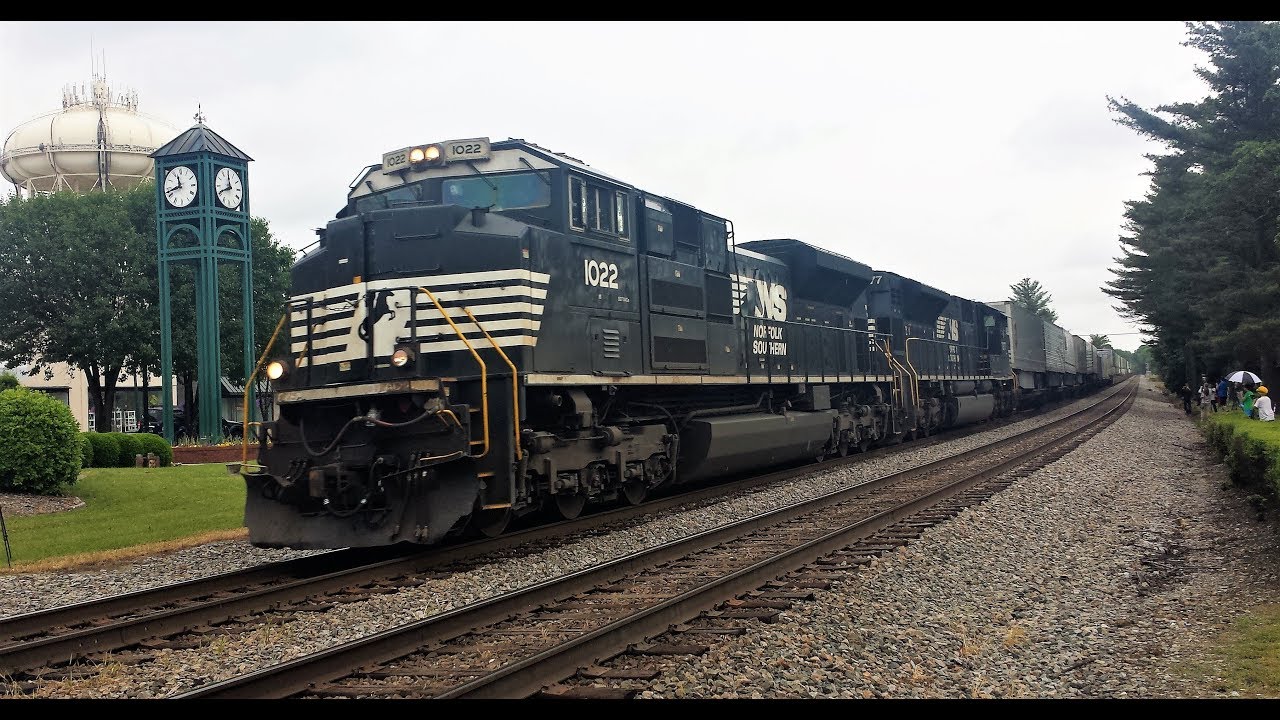 NS Intermodal Train 213 With NS Leader 1022 At Thomasville NC On The NS Danville Mainline. - YouTube