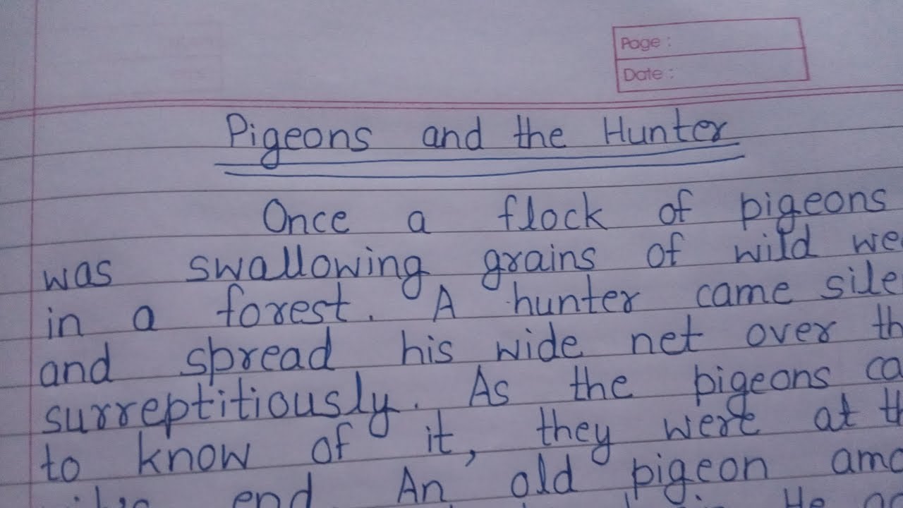 Write a Story on Pigeon and The Hunter in English || Pigeon and The ...