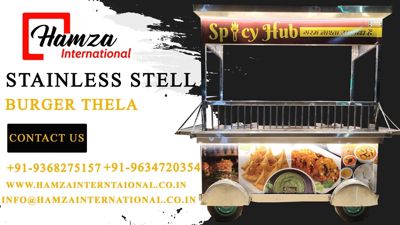 stainless steel fast food thela food cart burger thela LED thela ...