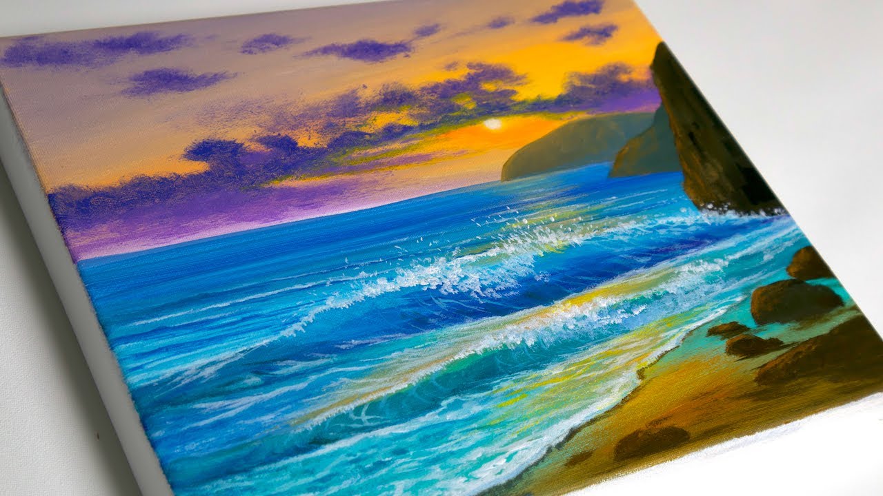 Seacoast Sunset painting | Aham art - YouTube