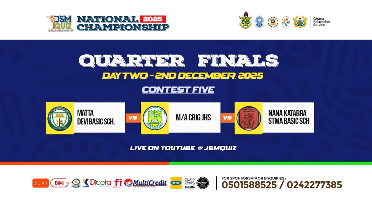 QUARTER-FINAL 5 || MATTA DEVI BASIC SCH. vs M/A CRIG JHS vs NANA ...