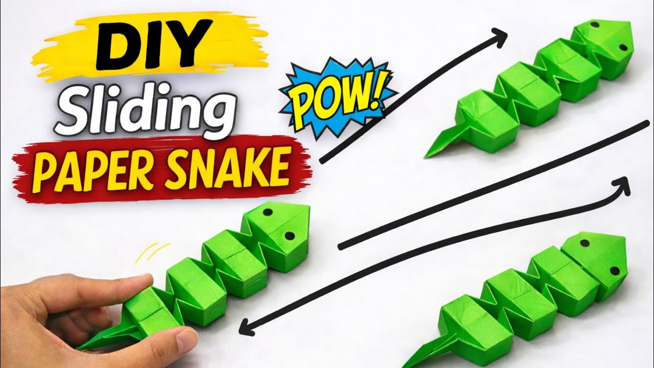 How to Make a Sliding Paper Snake | Easy Origami Paper Snake Toy - YouTube