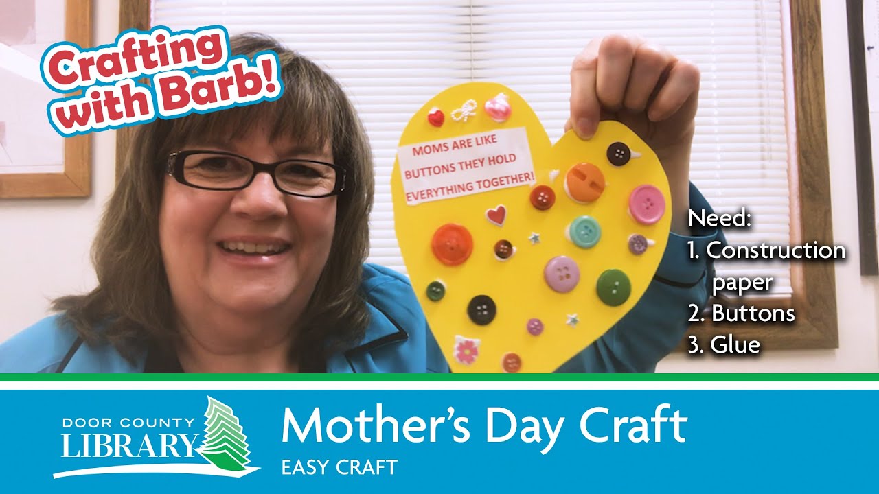 Button Heart Mother's Day Craft - YouTube