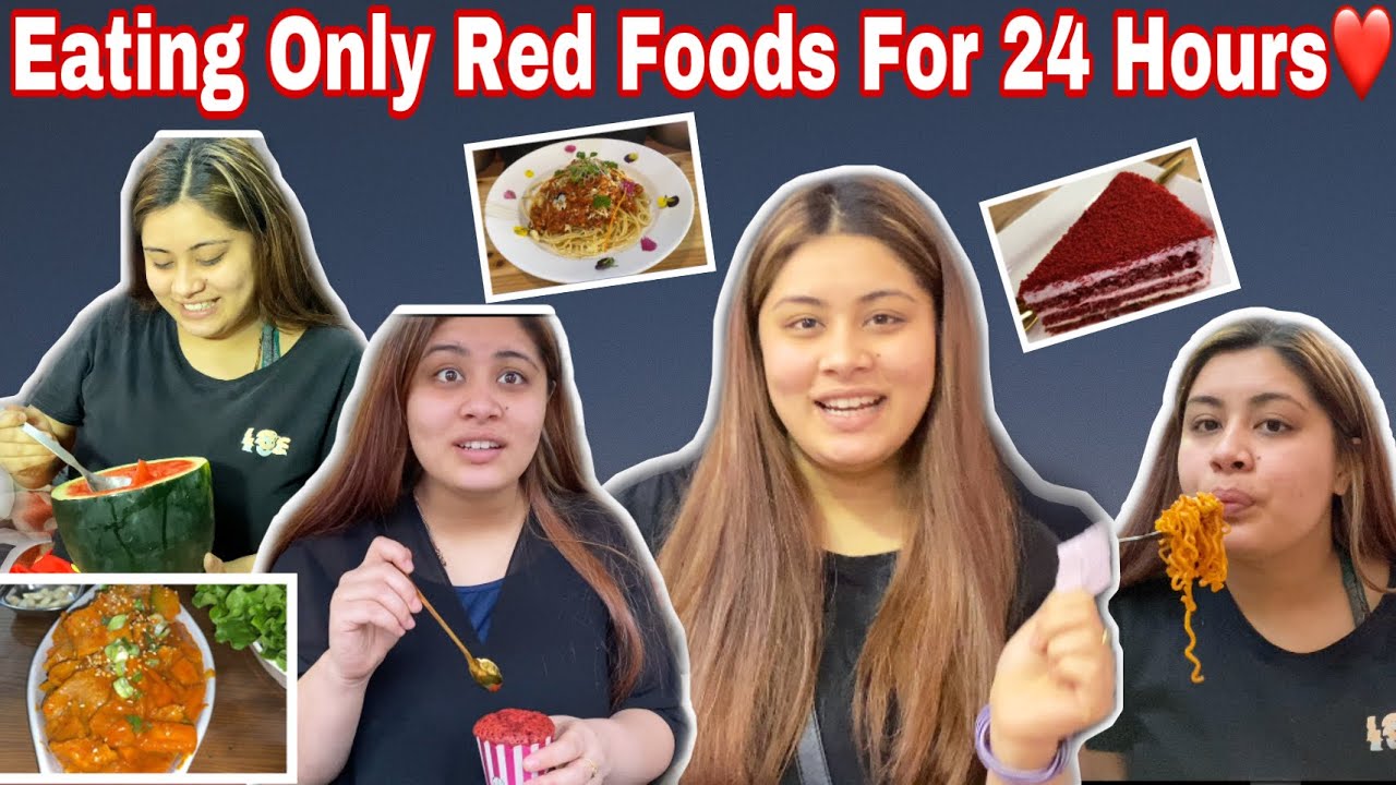 Eating Red Color Foods for 24 Hours || Ayush Chose Red || - YouTube