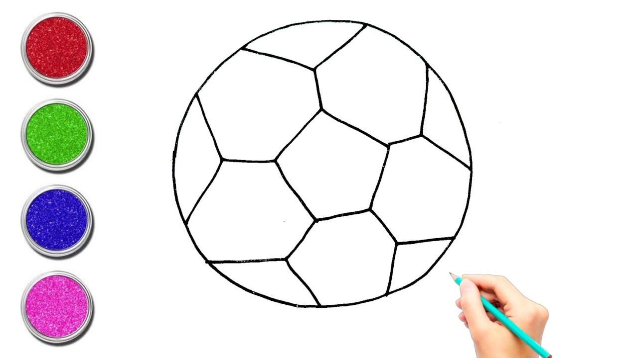 How to draw Football ⚽ drawing and painting and colouring for kids, DIY ...