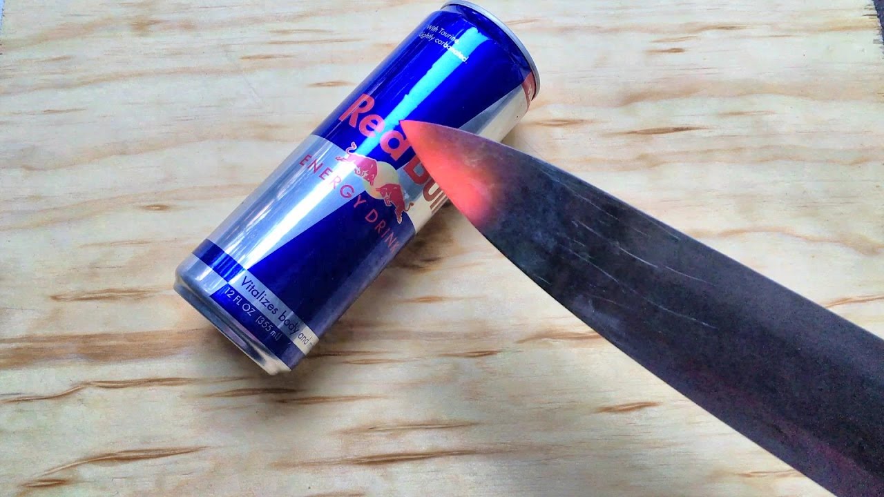 EXPERIMENT GLOWING 1000 degree KNIFE vs RED BULL.(EXPLODES) - YouTube