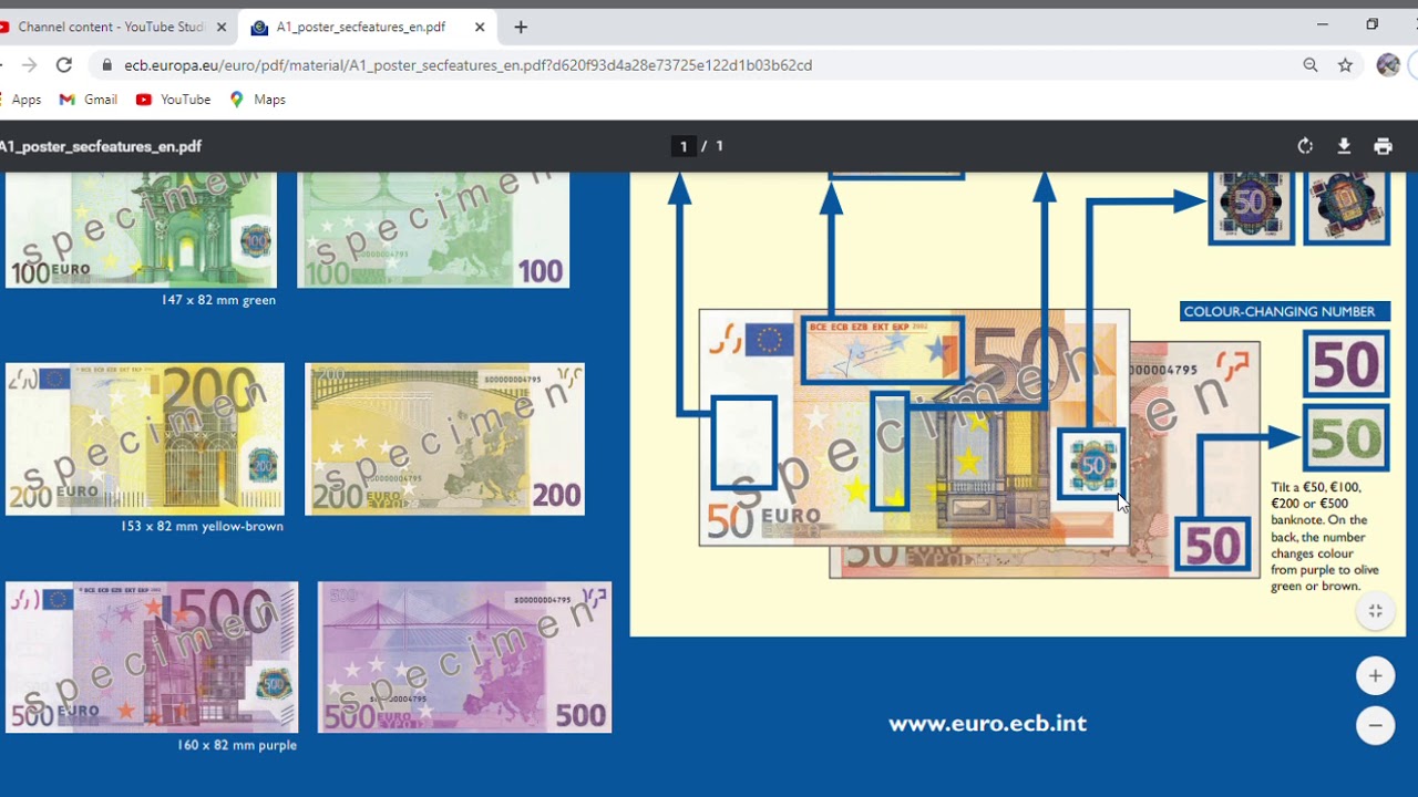 50 euro security features! - YouTube