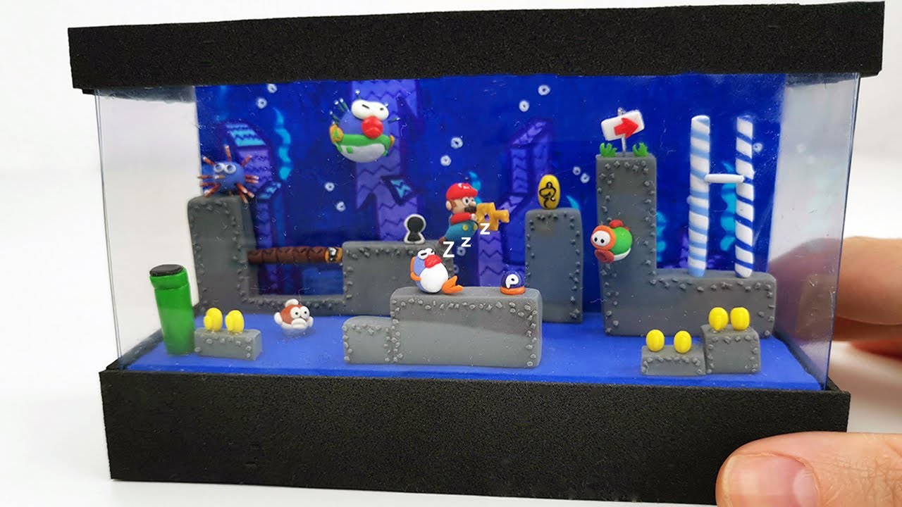 How to make a SUPER MARIO WORLD underwater scenery with clay ...