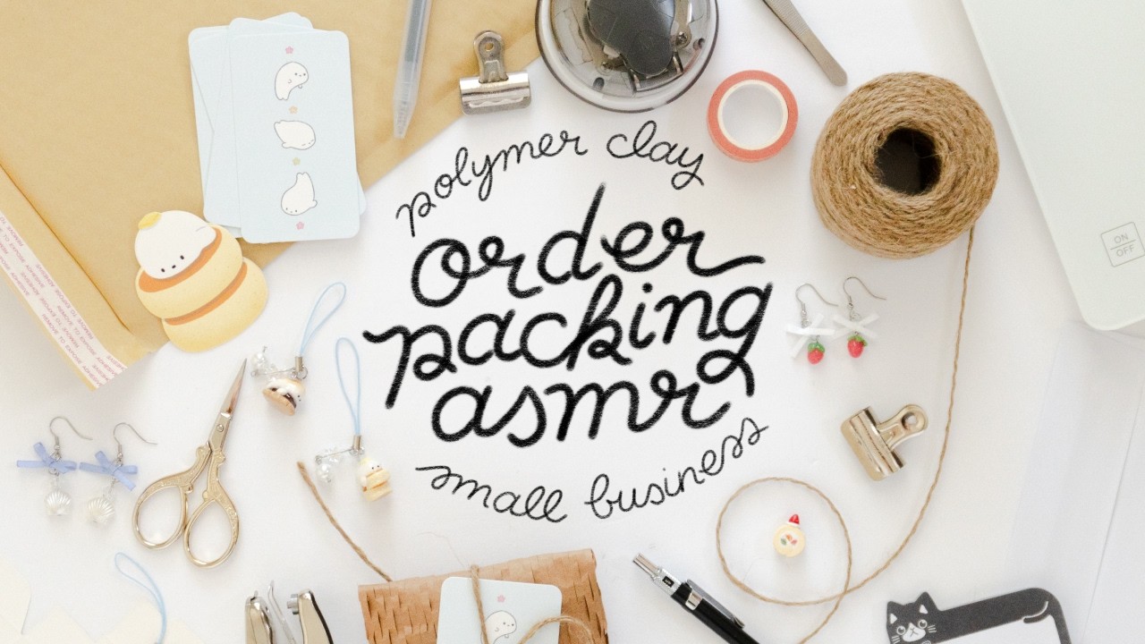 cozy polymer clay order packing asmr w/ soft music 🌱 for work, study ...