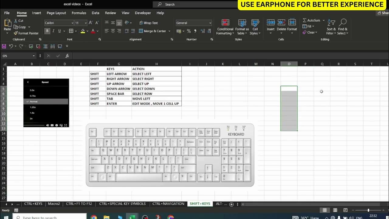 Ms Excel Shifts Keys Ms Excel Tutorials For Beginners Bsss Learning Youtube