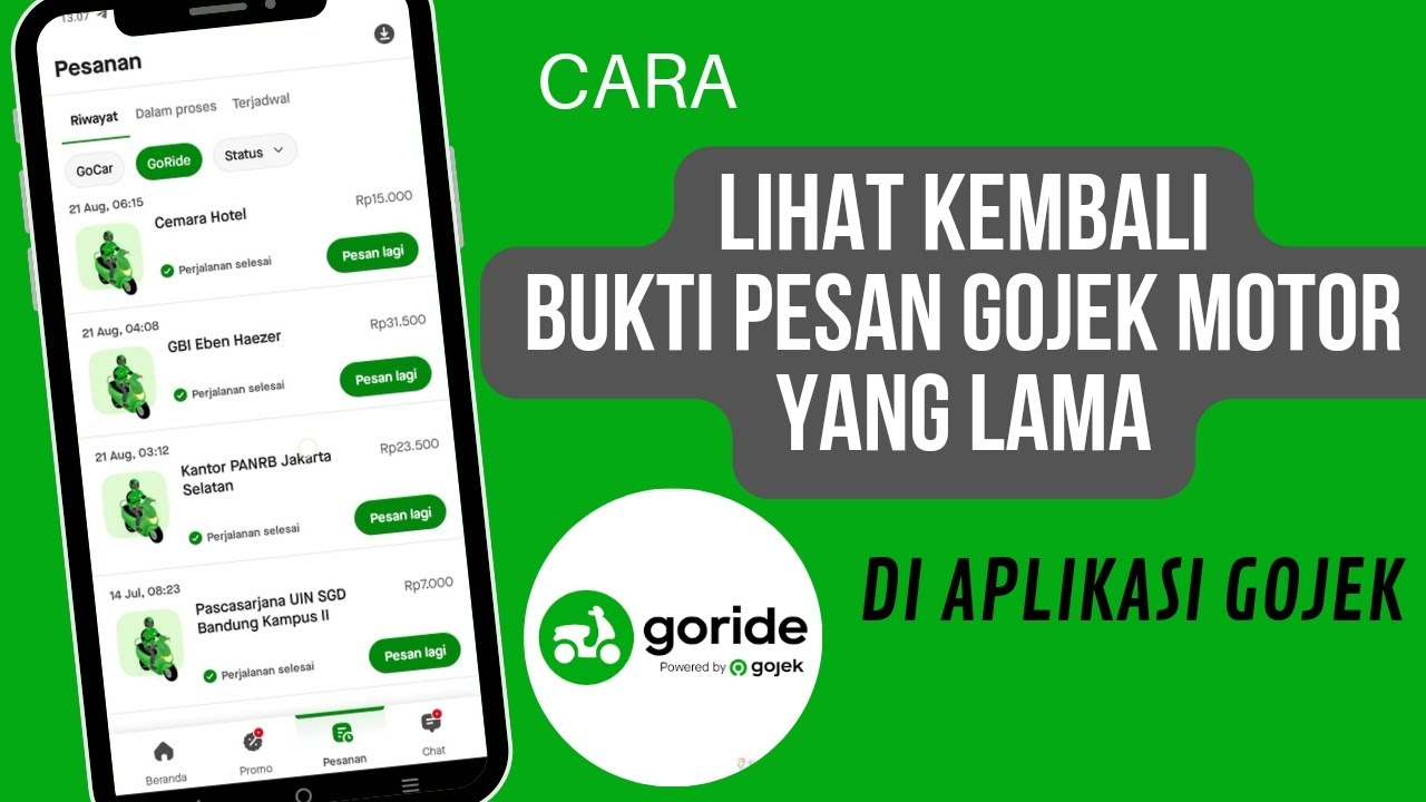 Cara Lihat Kembali Bukti Pesanan Gojek Motor - YouTube