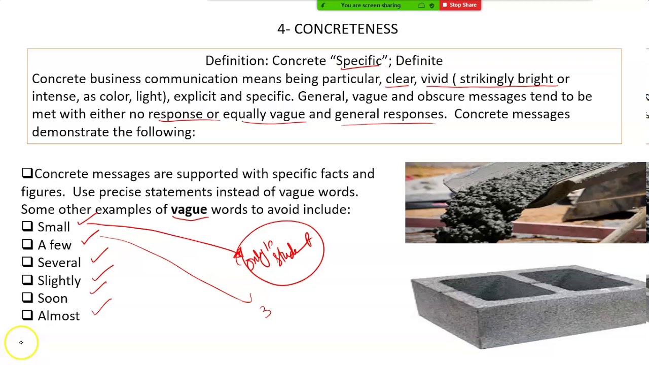 3 4 Seven Cs in Business Communication Concreteness - YouTube