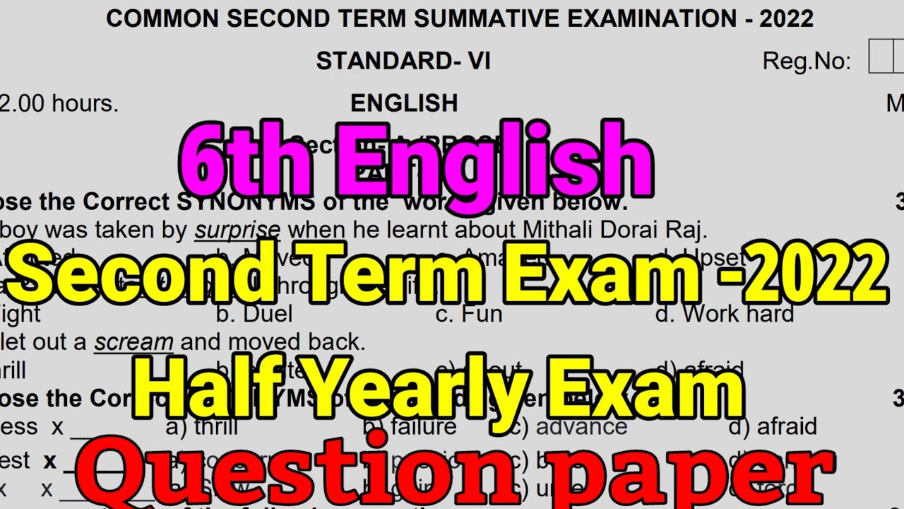 6th Std English Second Term Summative Exam 2022 6th Std English Half 6th Std English Second Term Summative Exam 2022 6th Std English Half