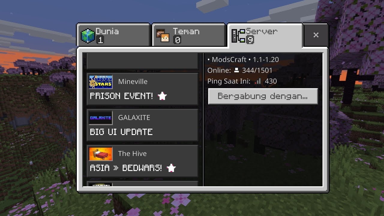 mencoba bermain seluruh server yang ada di minecraft langsung. - YouTube